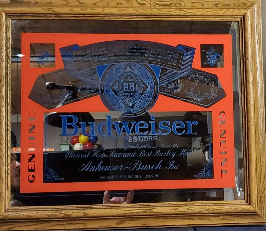 Vintage 1970’s Budweiser Bar Mirror Advertisement - Etsy