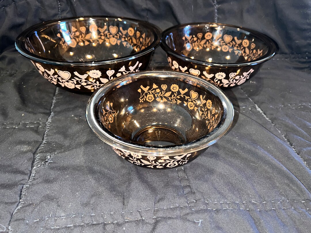 Pyrex Vintage 1980’s Amber Festive Harvest Nesting Bowls (3) - Etsy