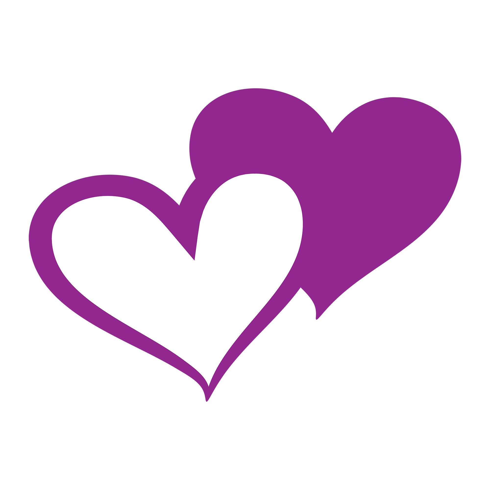 Heart Digital Download, Double Purple Hearts Art, SVG, PNG Solid Purple ...