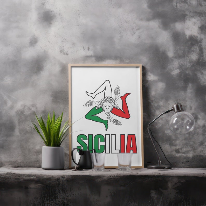 Sicilian Trinacria Art Print: Trendy Medusa Home Decor (digital ...