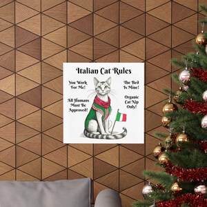 Italian Cat Rules Poster, Matte Italian Flag Cat Print, Personalized ...