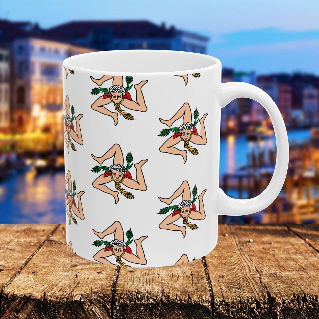 Trinacria Sicilian Ceramic Mug: Medusa Italian Flag Design - Etsy