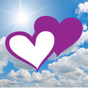 Heart Digital Download, Double Purple Hearts Art, SVG, PNG Solid Purple ...