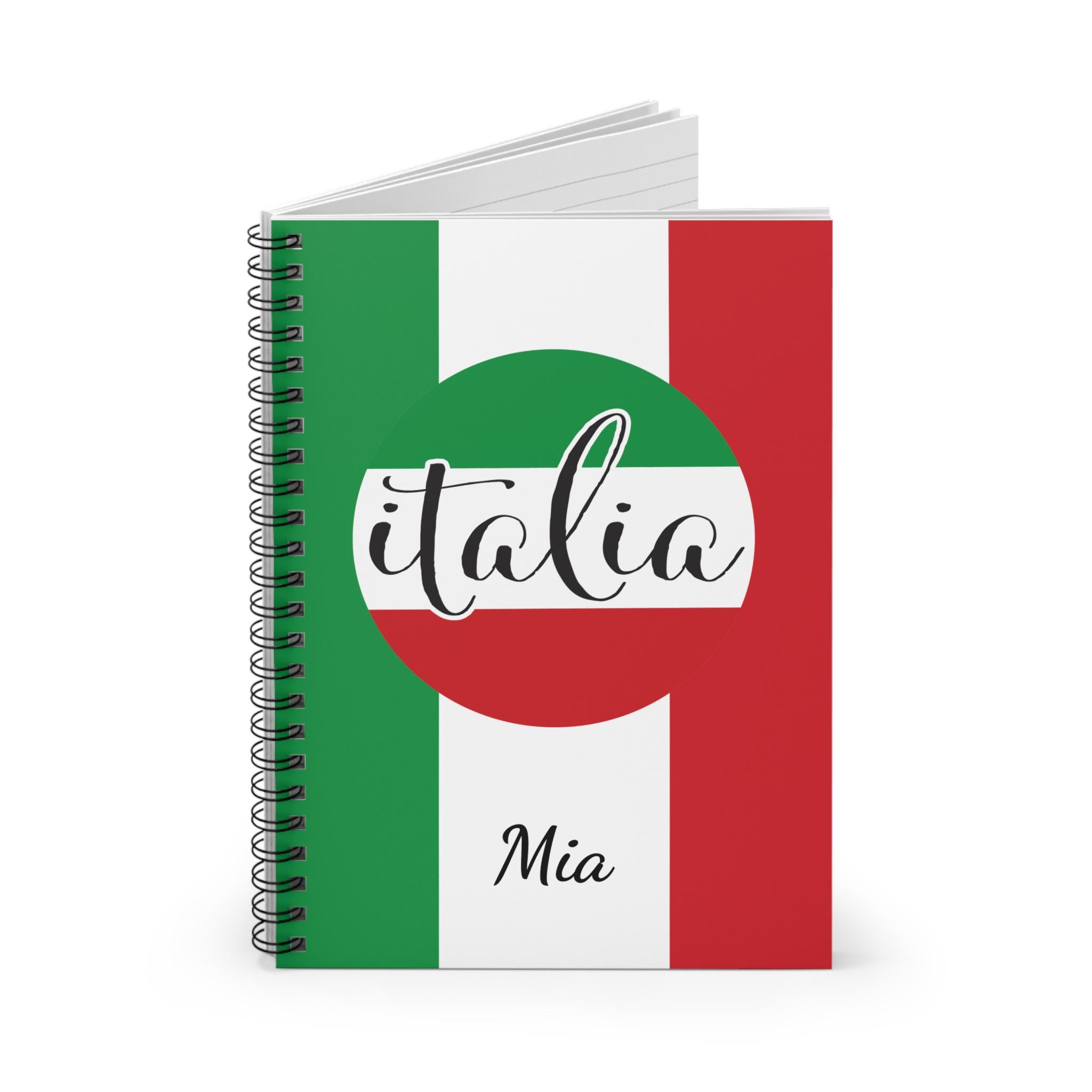 Italian Flag Spiral Notebook, Personalized Travel Journal Creative Book ...