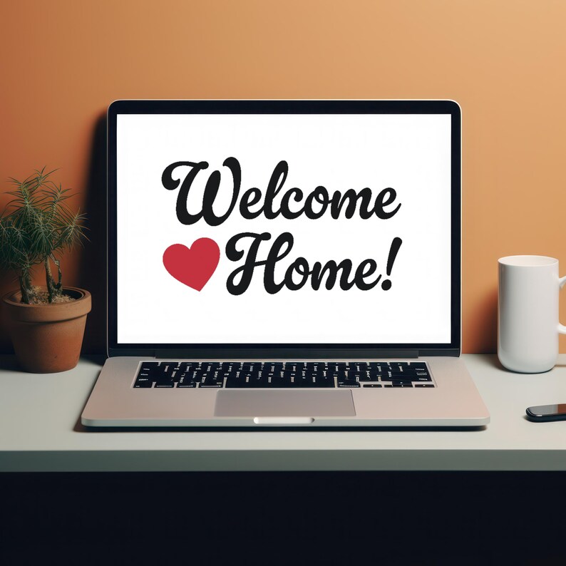 Welcome Home Sign, PNG, SVG, Red Heart Digital Download Decal, Sticker ...