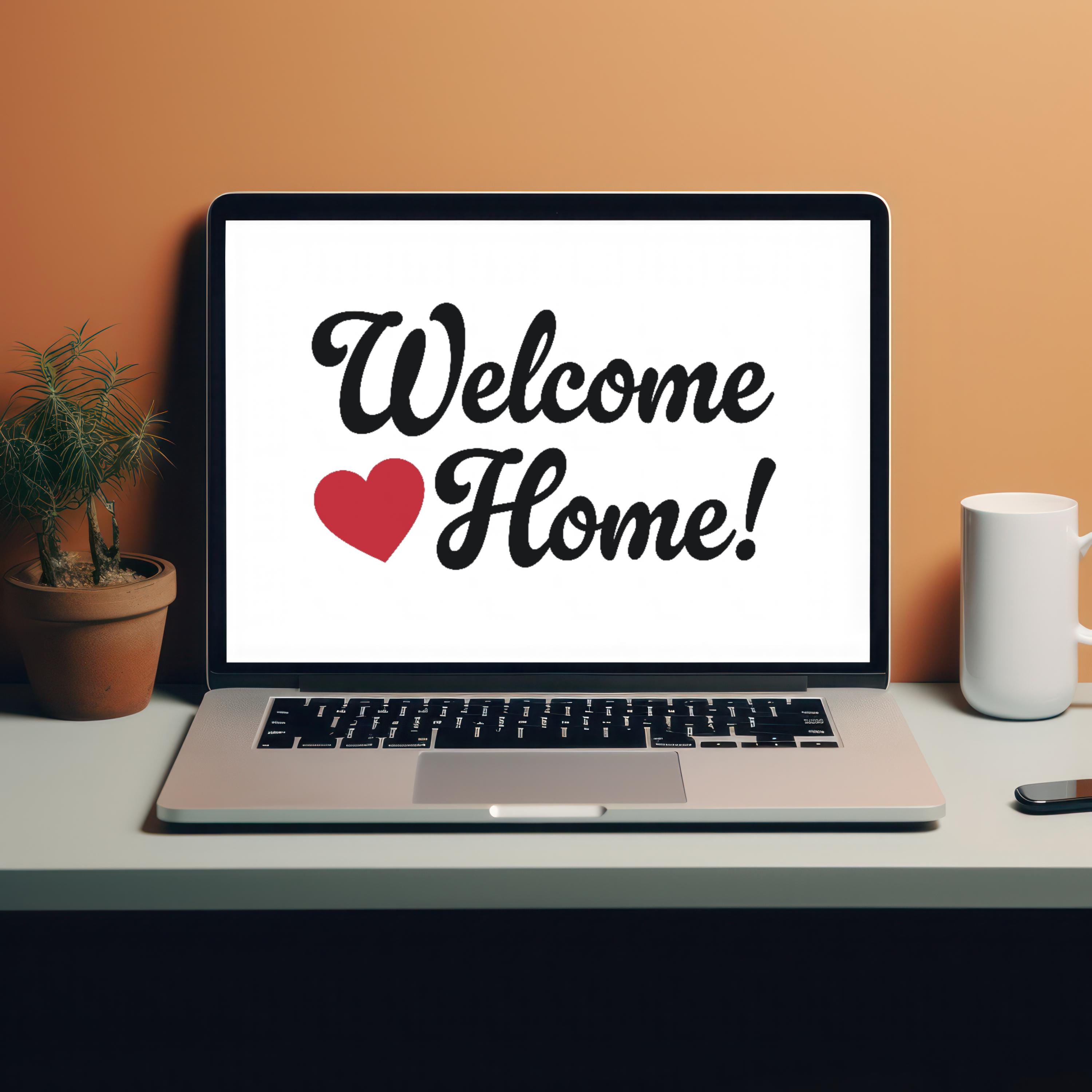 Welcome Home Sign, PNG, SVG, Red Heart Digital Download Decal, Sticker ...