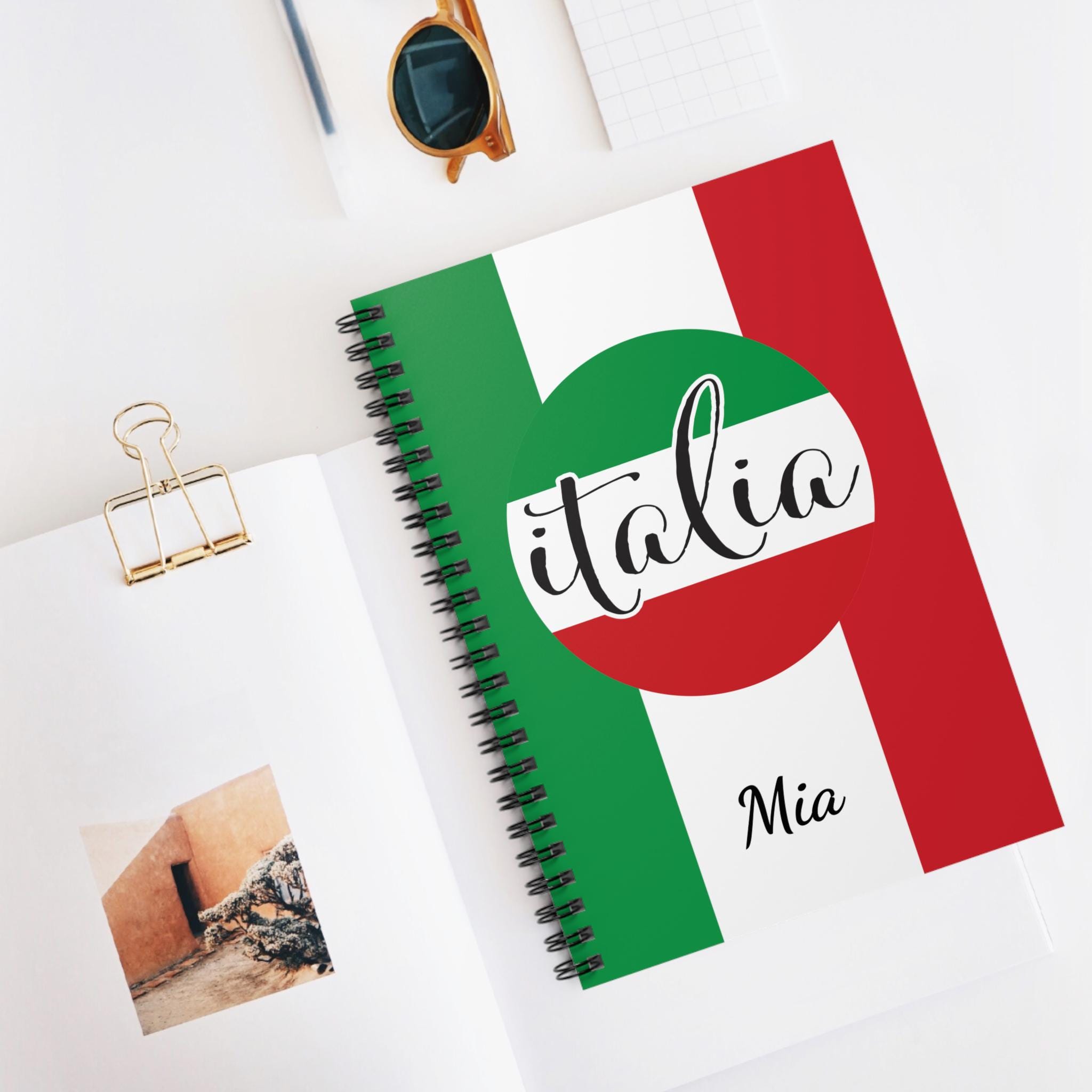 Italian Flag Spiral Notebook, Personalized Travel Journal Creative Book ...