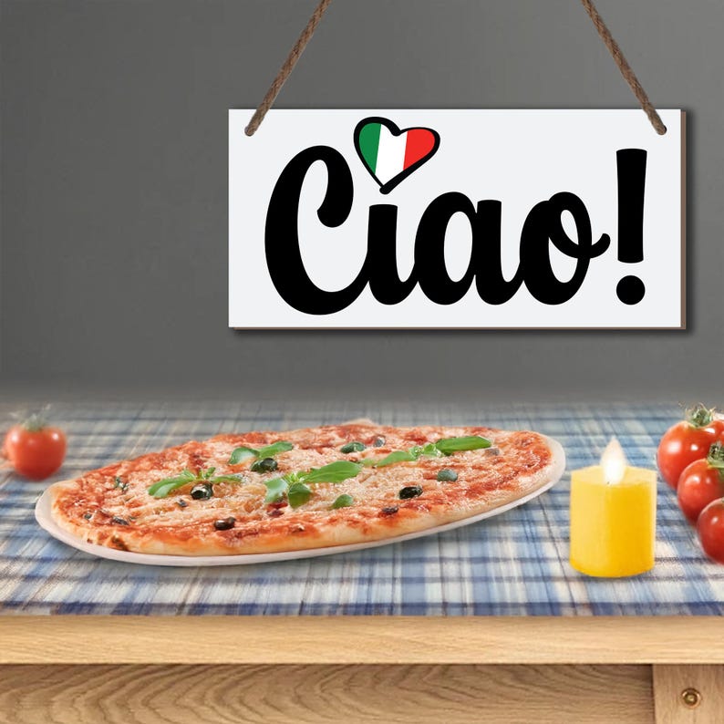 Italian Wall Art, Ciao Wood Sign for Home Decor, Italian Flag Rustic ...