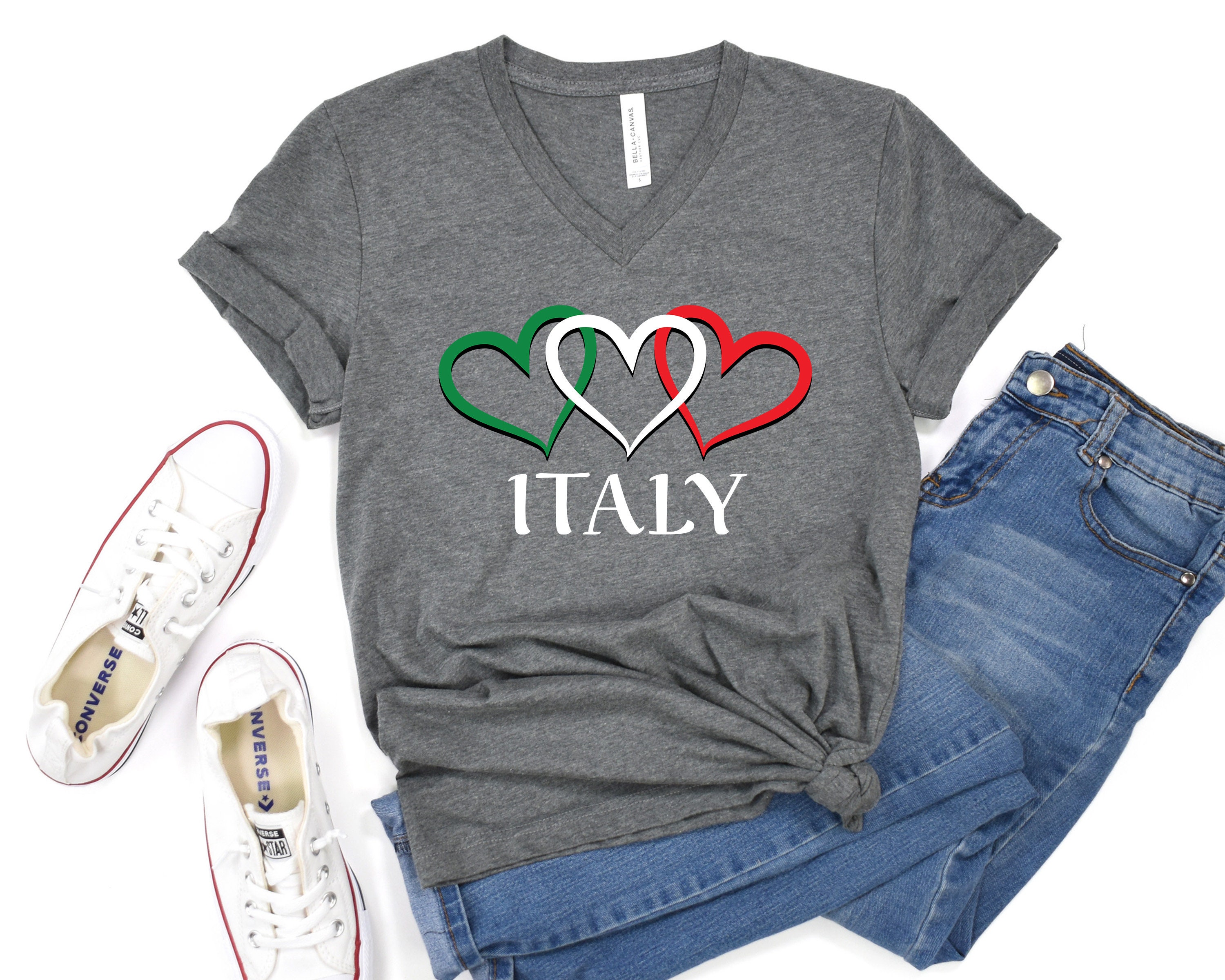 Italian Tshirt Italy Heart Tee, Italian Flag Unisex Jersey Short Sleeve ...