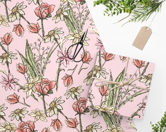 Floral Wrapping Paper 3 Sheets - Etsy