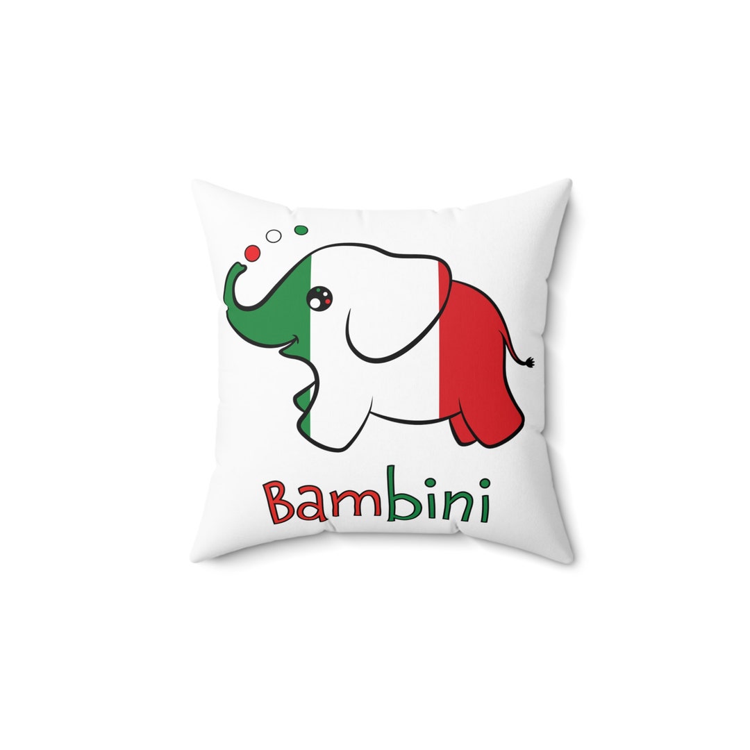 Italian Elephant Pillow Italy Flag Elephant Bambini Pillow, Dino Square ...