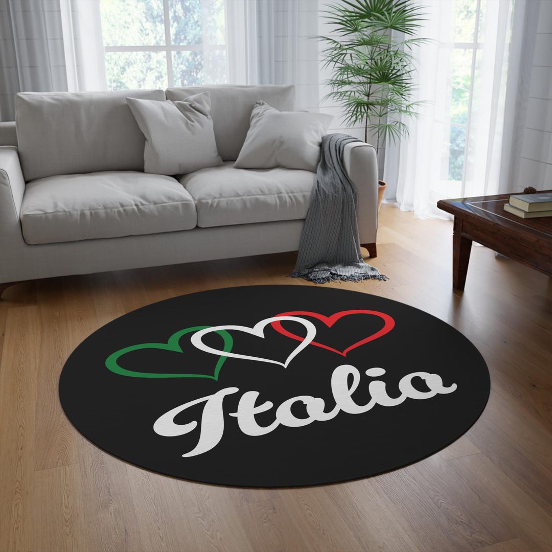 Italian Rug, Italia Rug, Italian Flag Hearts Round Rug, Italian Gift ...