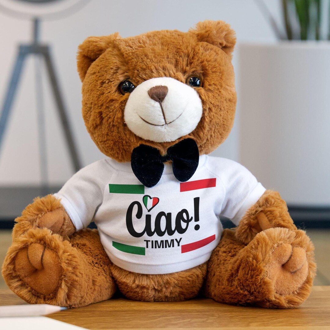 Plush Teddy Bear, Italian Flag Design Pillow, Personalized Stuffed ...