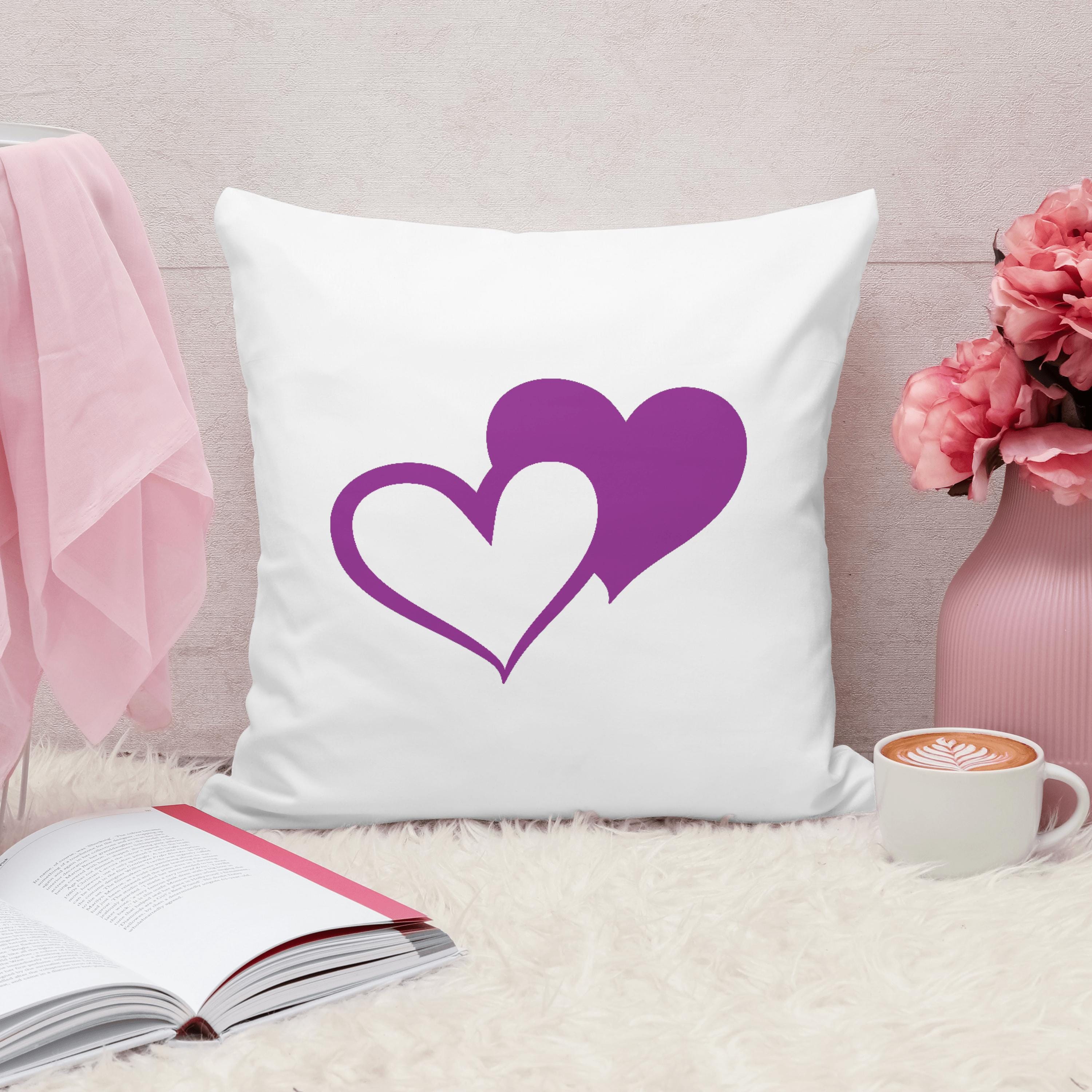 Heart Digital Download, Double Purple Hearts Art, SVG, PNG Solid Purple ...