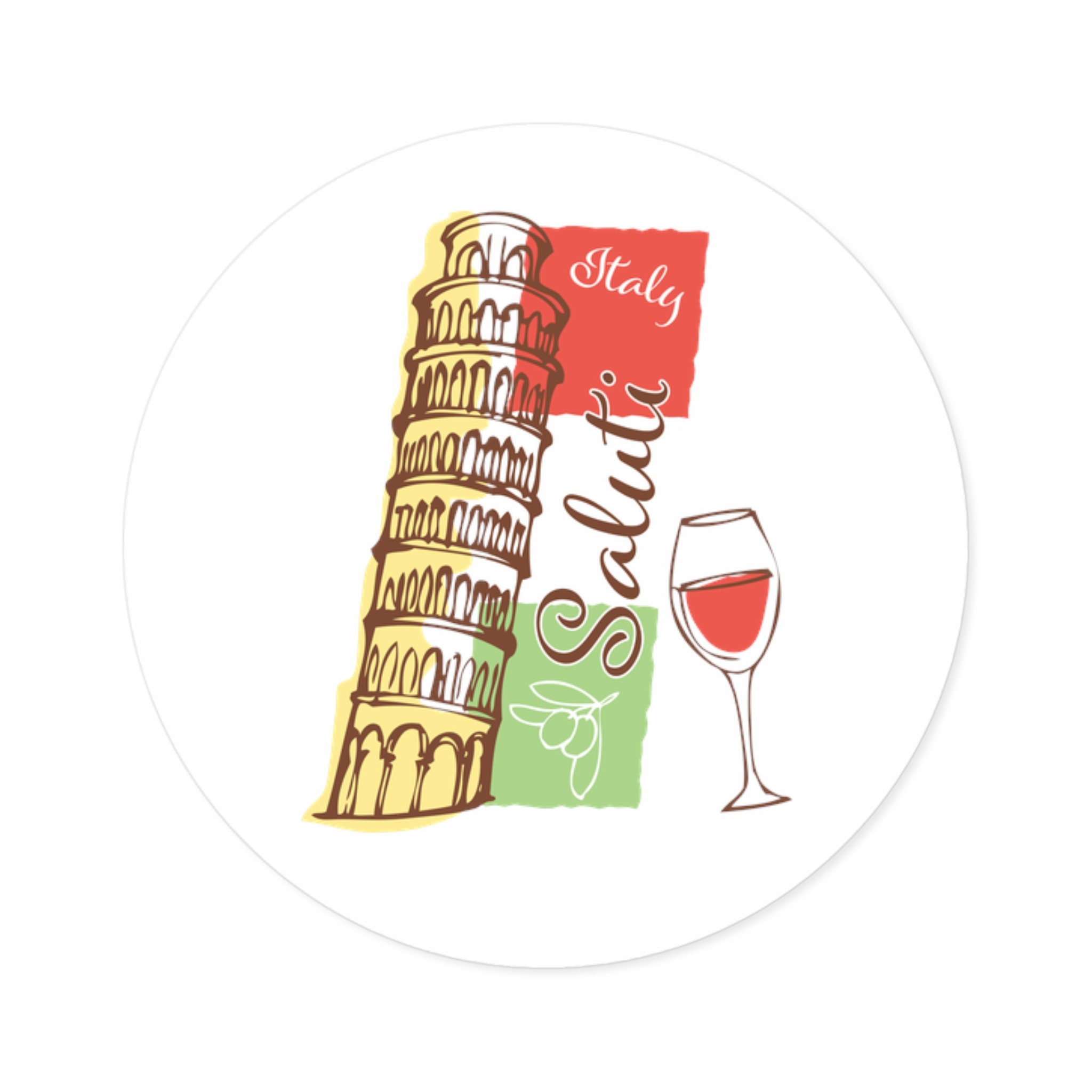 Italian Sticker Saluti Italy Round Stickers, Indooroutdoor for Laptop ...