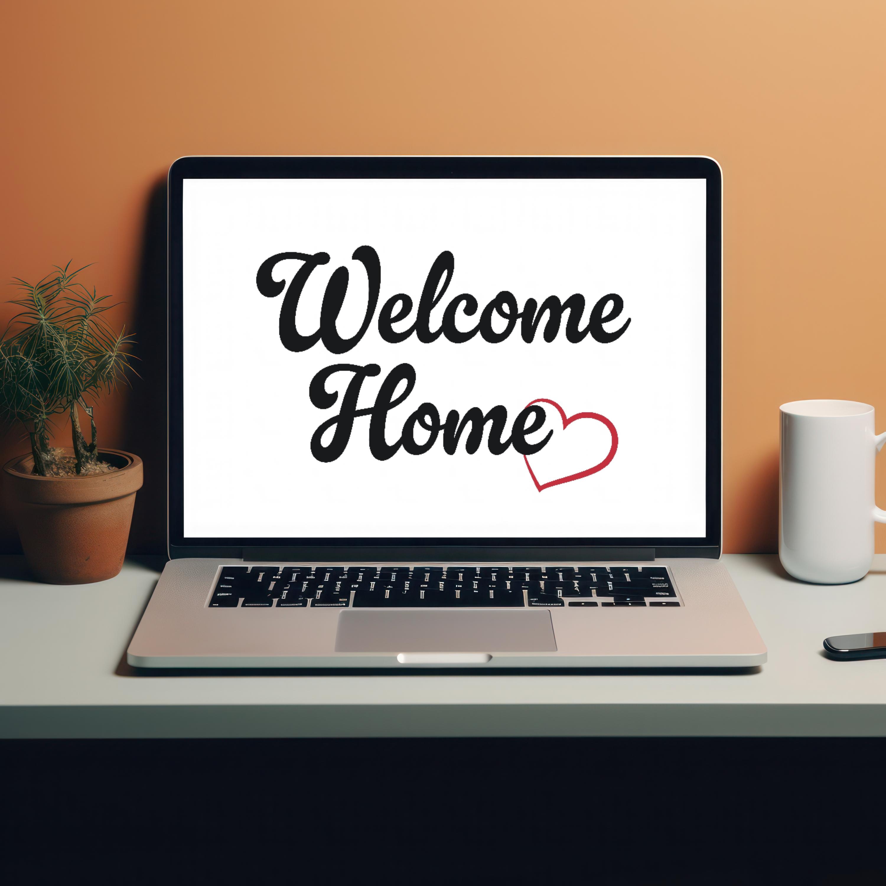 Welcome Home Sign, PNG, SVG, Red Outline Heart Digital Download Decal ...