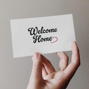 Welcome Home Sign, PNG, SVG, Red Outline Heart Digital Download Decal ...