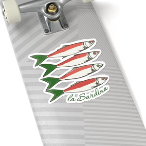 Italian Flag La Sardina Sticker, Laptop Water Bottle Decal, Whimsical ...