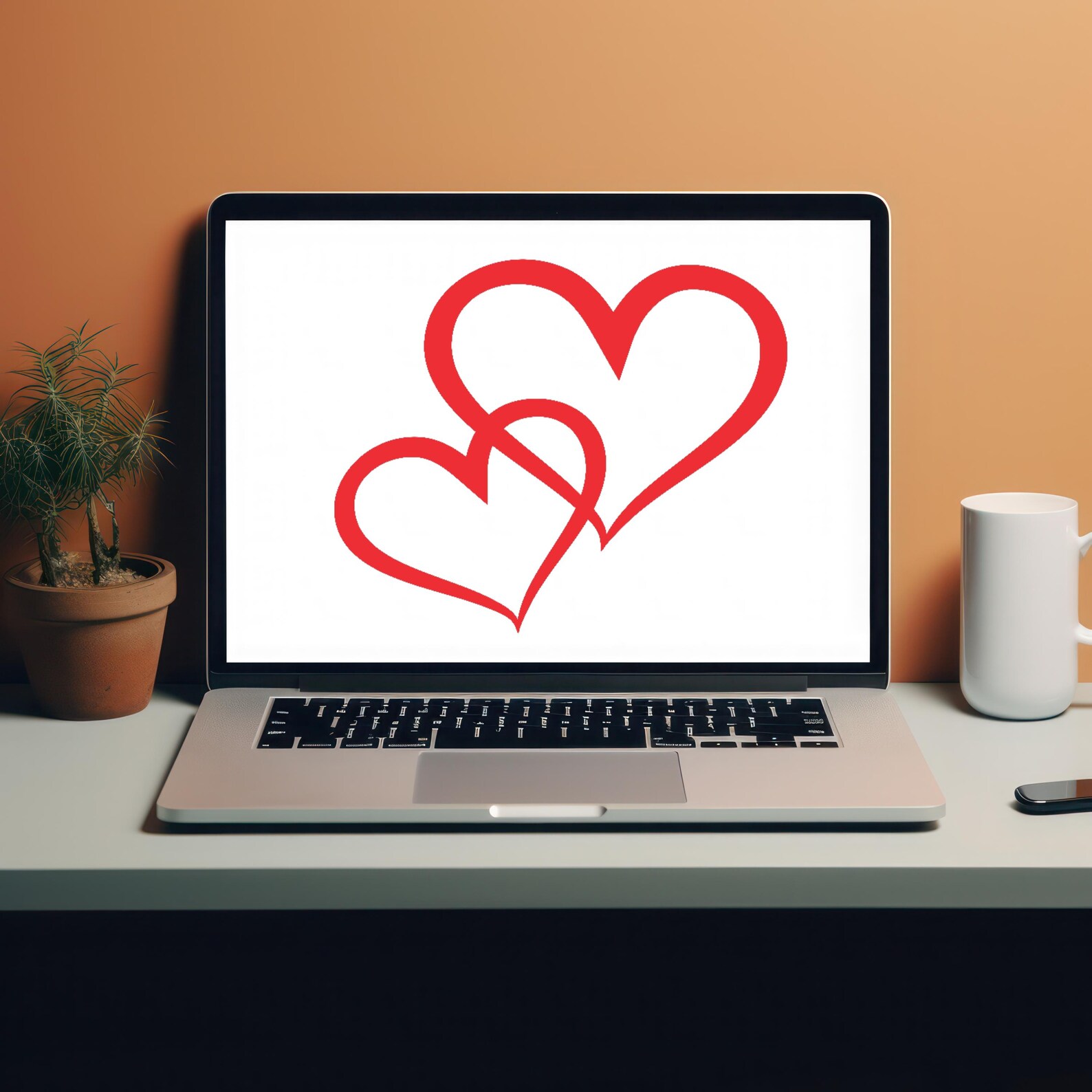 Double Red Hearts SVG PNG: Outlined Heart Clipart (digital Download) - Etsy