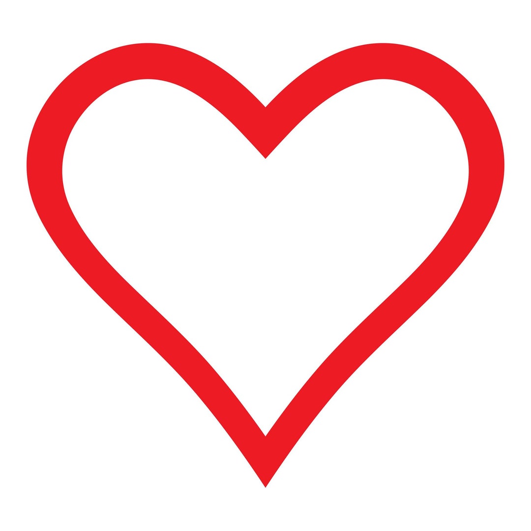 Heart Outline Bold Red Heart SVG Instant Download Red Outlined Heart ...