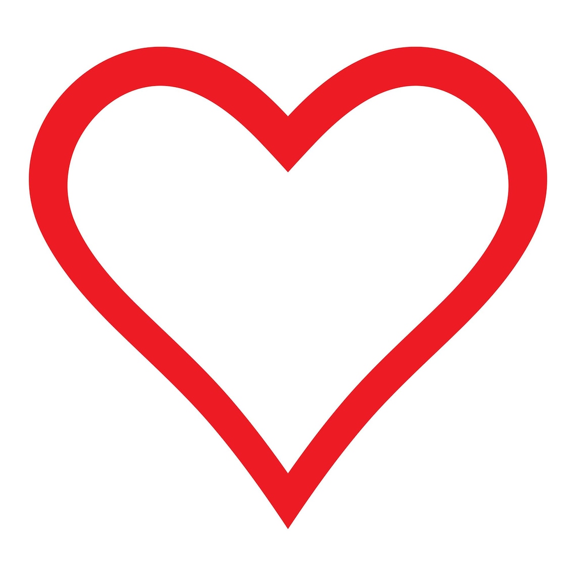 Heart Outline Bold Red Heart SVG Instant Download Red Outlined Heart ...