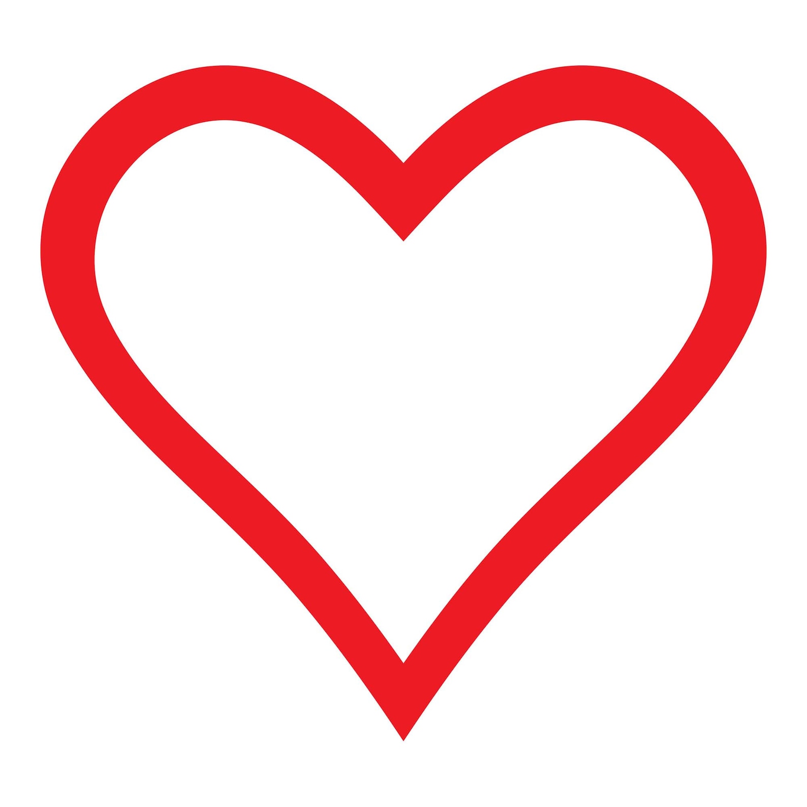 Heart Outline Bold Red Heart SVG Instant Download Red Outlined Heart ...