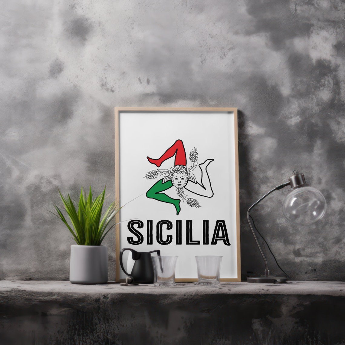 Sicilian Trinacria Art: Sicilia Flag, Medusa Design (digital Download ...