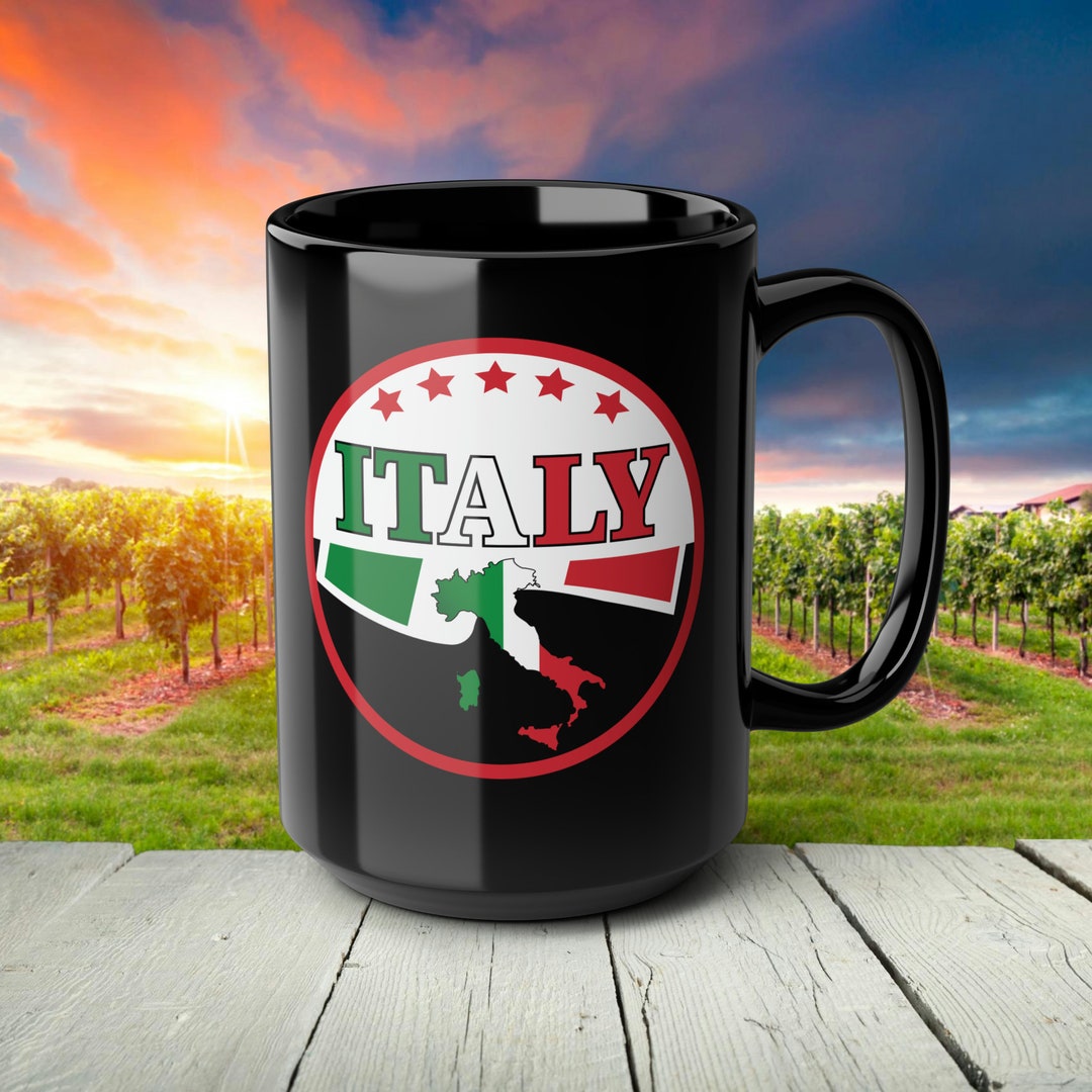 Italian, Coffee Mug, Italian Flag, Italia Black Mug, 15oz Gift for Her ...
