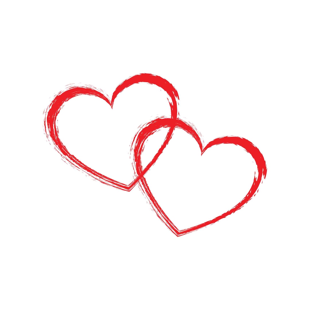 Double Hearts SVG, Rustic Heart PNG, Instant Download, Red Rough ...