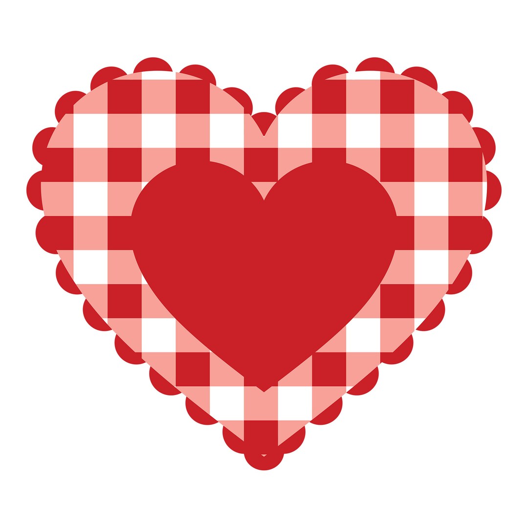 Heart, SVG, PNG, Instant Download, Red Checkered, Red Heart, Checker ...