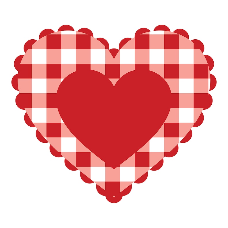 Heart, SVG, PNG, Instant Download, Red Checkered, Red Heart, Checker ...