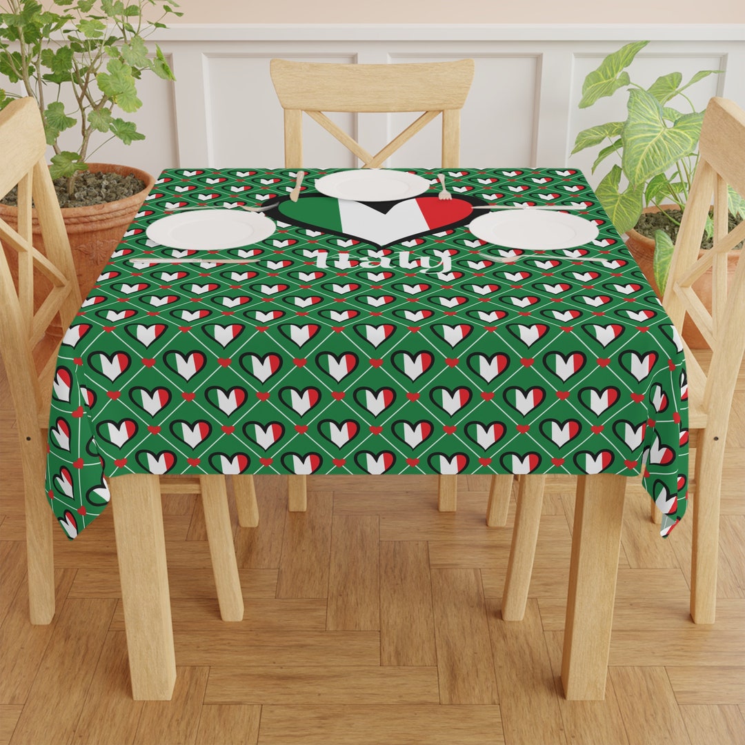 Italian Flag Hearts Tablecloth: Italy Dinner Table Decor (55.1" X 55.1 ...