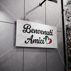 Italian Welcome Friend Banner, Italian Party Banner, Benvenuti, Welcome ...