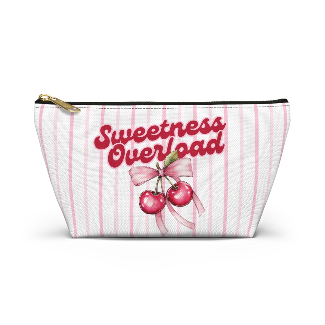 Personalized Cherry Sweetness Overload Accessory Pouch, Cute Makeup Bag ...