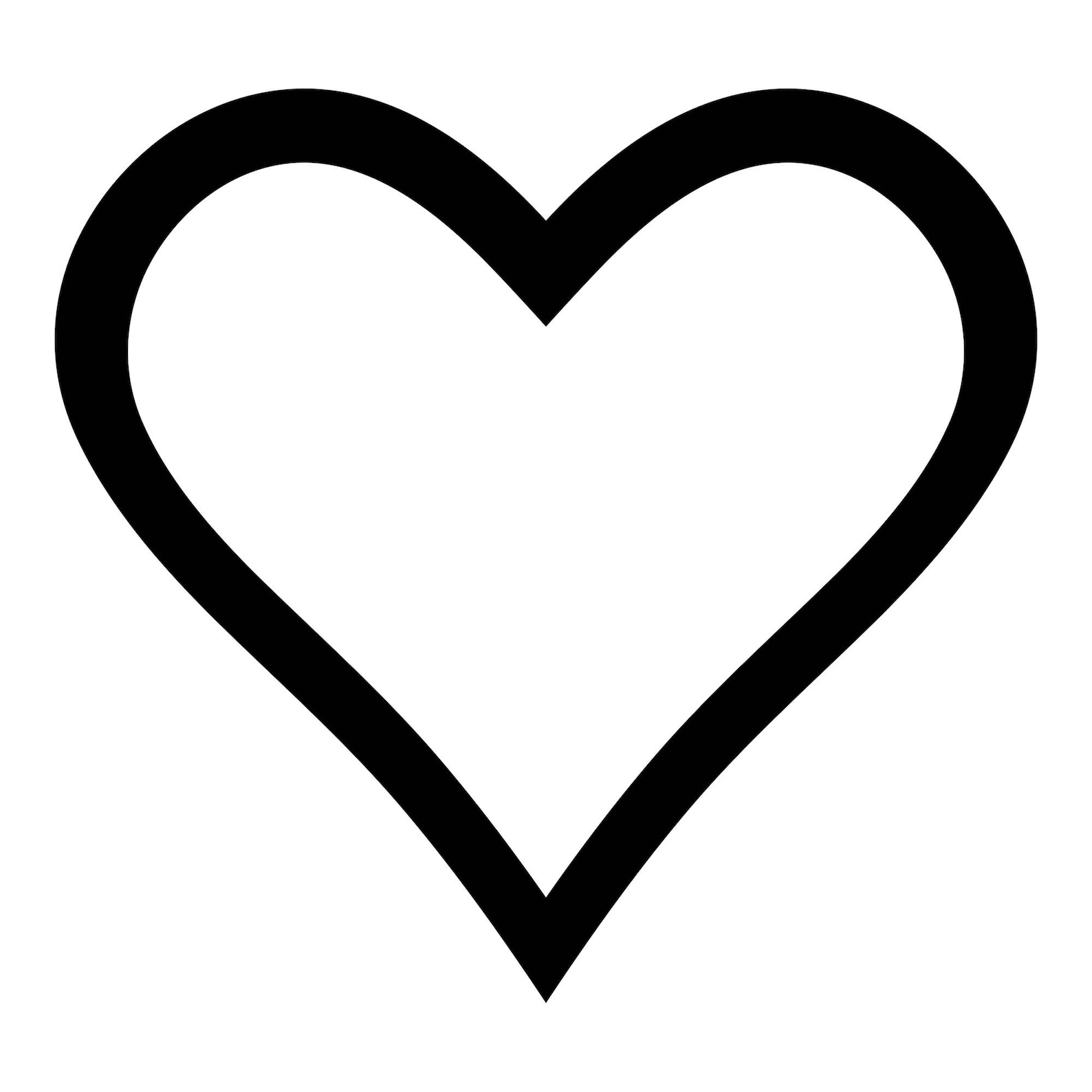 Heart Outline Bold Black Heart SVG Instant Download Black Outlined ...