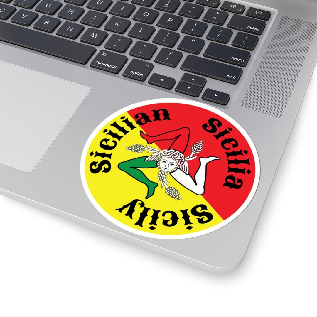 Sicilian Sticker, Italy Flag Heart, Trinacria Sicily Medusa Decal, Gift ...