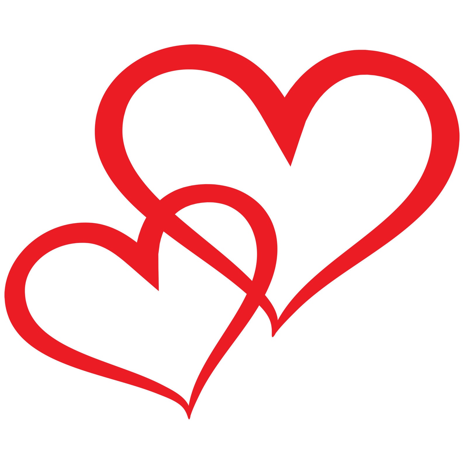 Heart Digital Double Red Hearts SVG, PNG Instant Download Red Outlined ...
