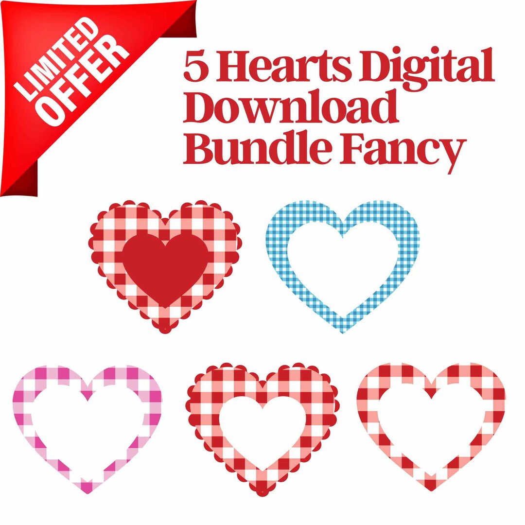 Checker Pattern Heart Bundle: Valentine SVG PNG Files (digital Download ...