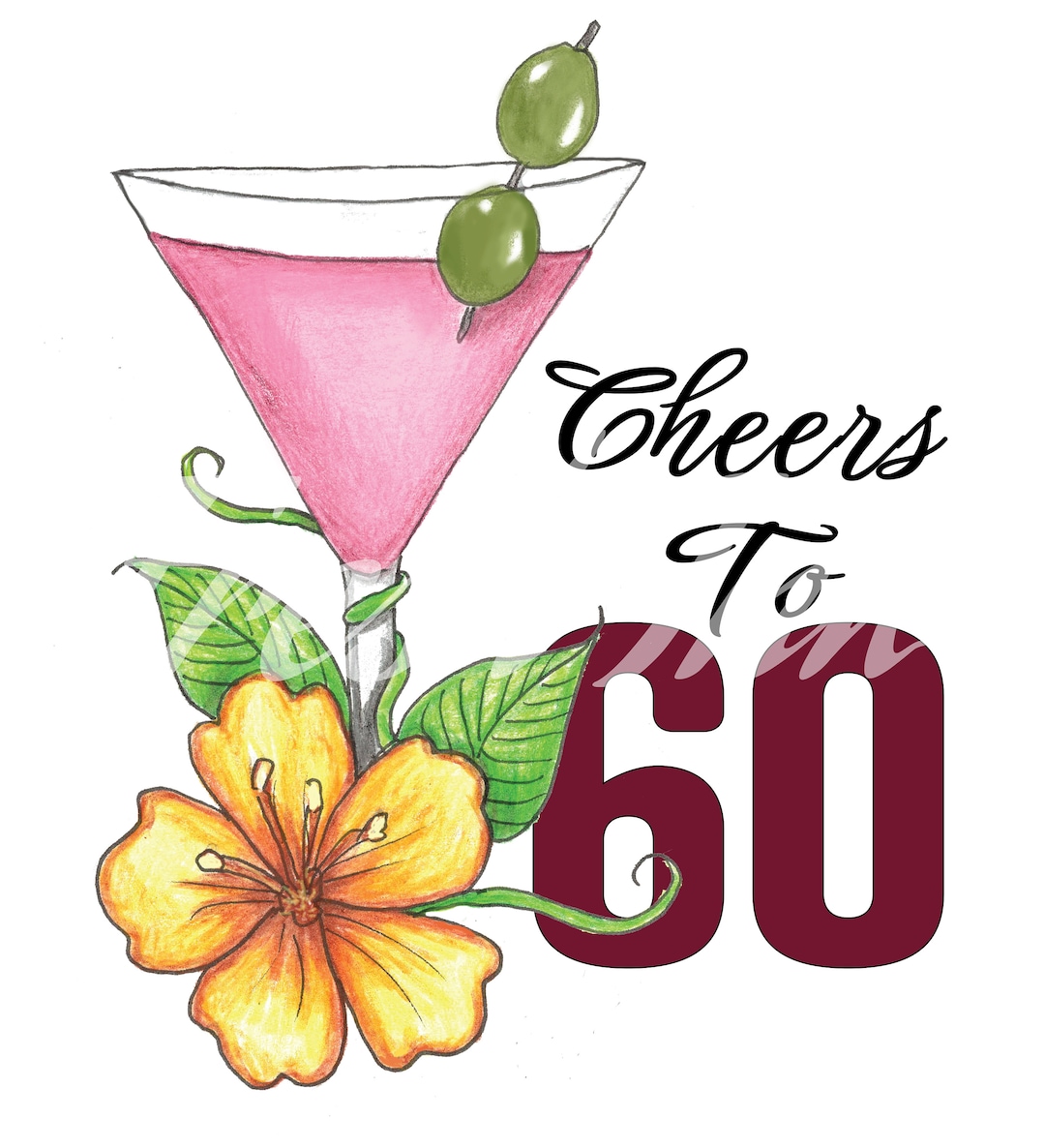 60th Birthday Digital Download, Cheers to 60 - Digital Download, Hand ...