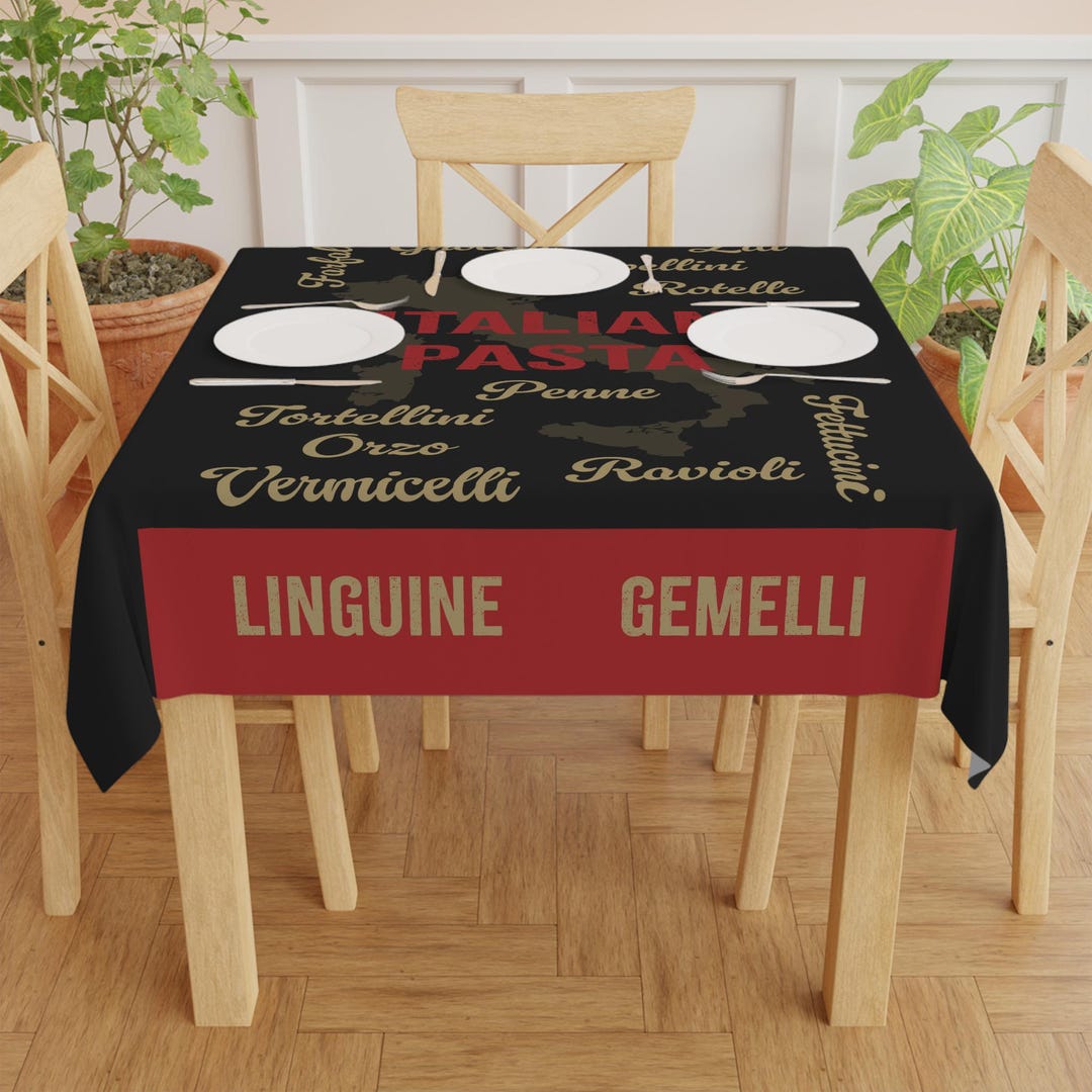 Italian Pasta Tablecloth: Fun Italy Home Decor, Stai Zitto E Mangia - Etsy
