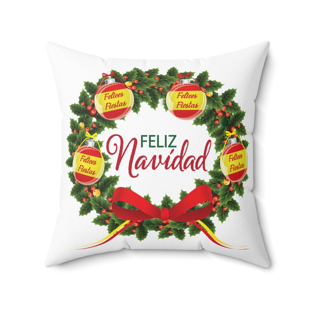 Holiday Decor Spanish Feliz Navidad Gift Pillow, Spanish Pillow ...