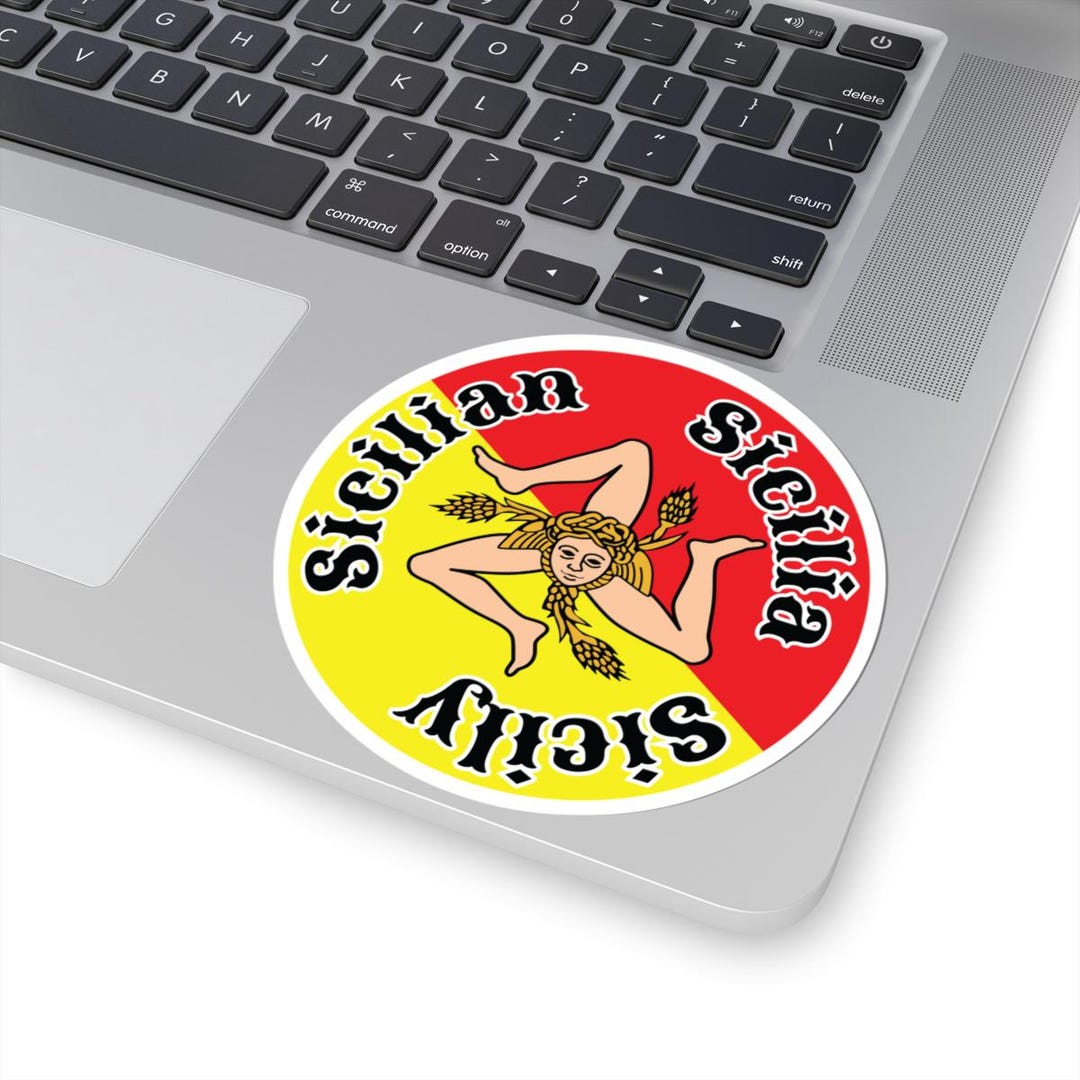 Trinacria Sicilian Sticker, Sicilian Flag Heart, Sicily Medusa Decal ...