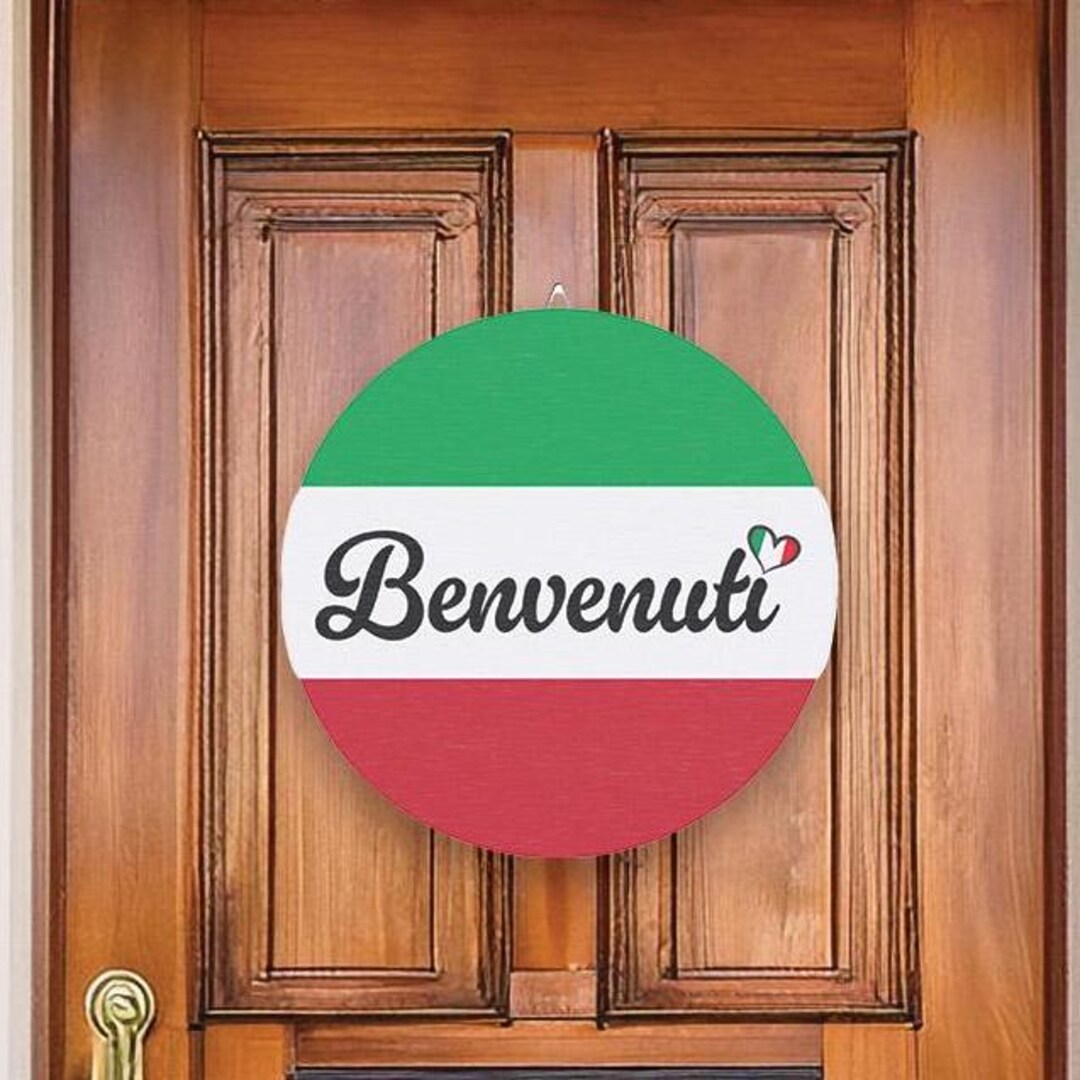 Benvenuti Wood Sign: Italian Flag Door Hanger - Etsy