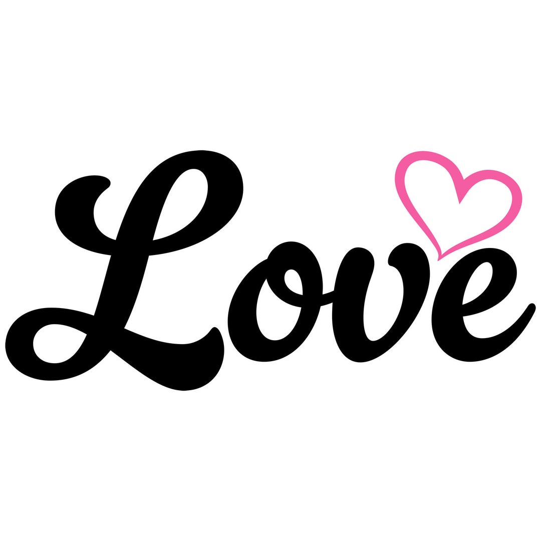 Love Heart SVG PNG Instant Download Pink Outlined Heart - Etsy