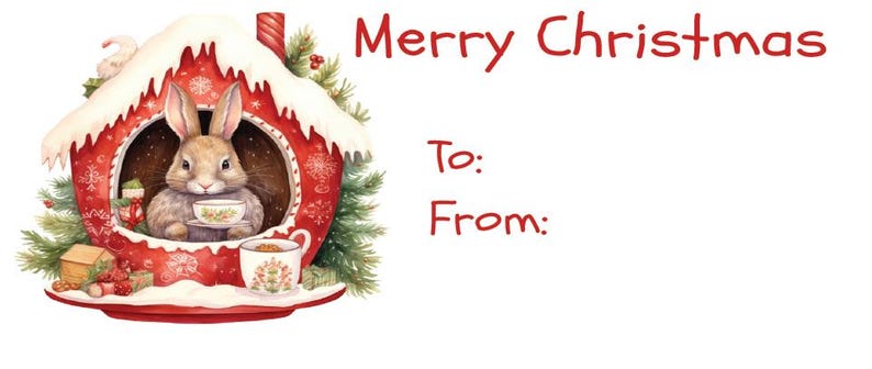 Christmas Gift Tags, Holiday Bunny, Dogs, Cats and Friends DYI Stickers ...