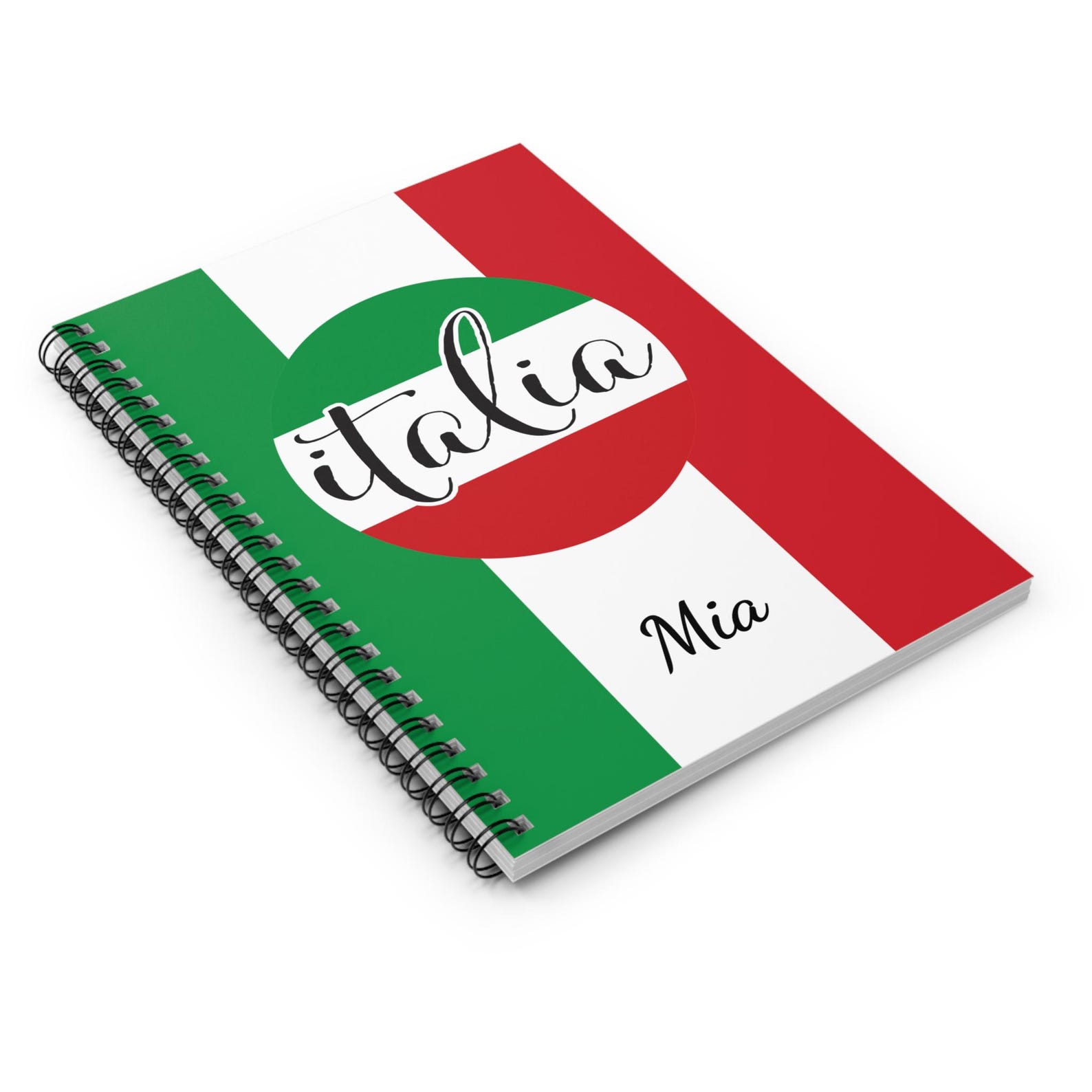Italian Flag Spiral Notebook, Personalized Travel Journal Creative Book ...