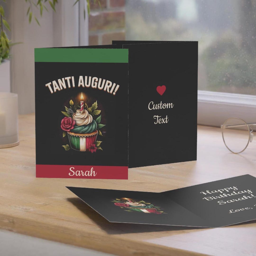 Personalized Tanti Auguri Birthday Card: Italian Celebration Cupcake - Etsy