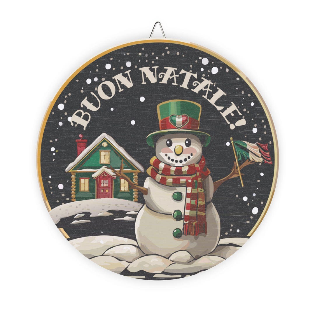 Italian Wood Sign, Buon Natale Snowman Door Sign, Italian Christmas ...