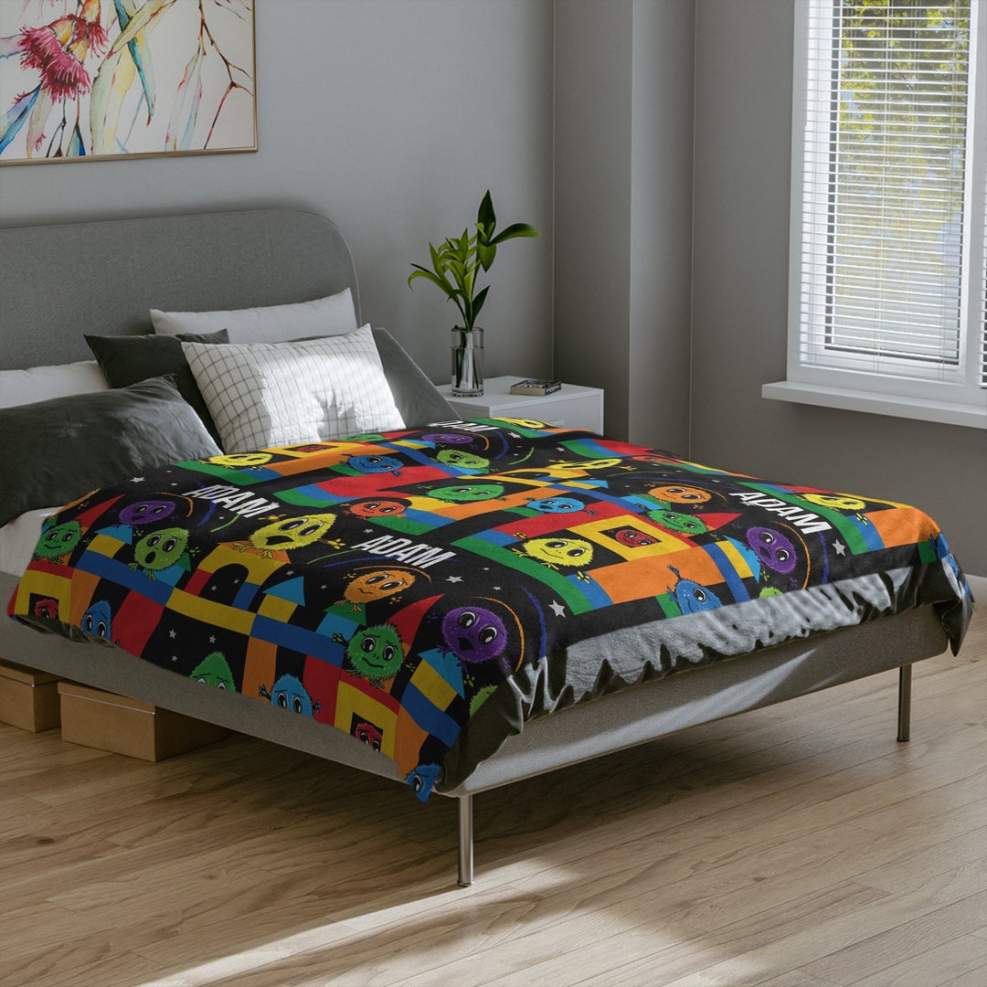 Personalized Kids Fun Monster Blanket, Velveteen Microfiber Blanket ...