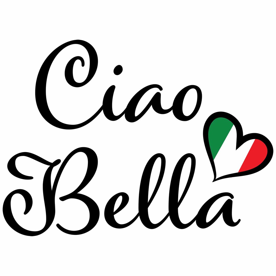 Italienische Ciao Bella Italienische Flagge Herz Sofort Download für ...